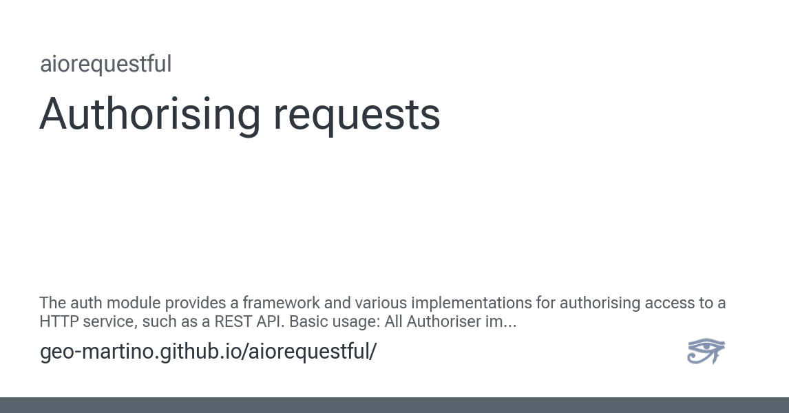Authorising requests — aiorequestful