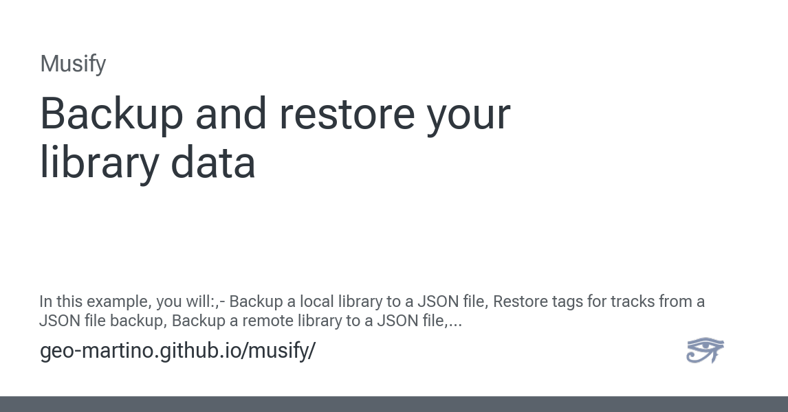 Backup and restore your library data — Musify